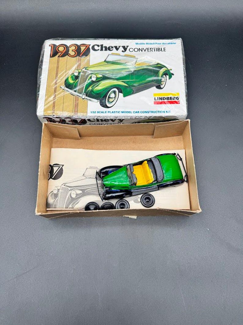 Vintage 1937 Chevy Convertible Model – Lindberg 1/32 Scale – Partially ...