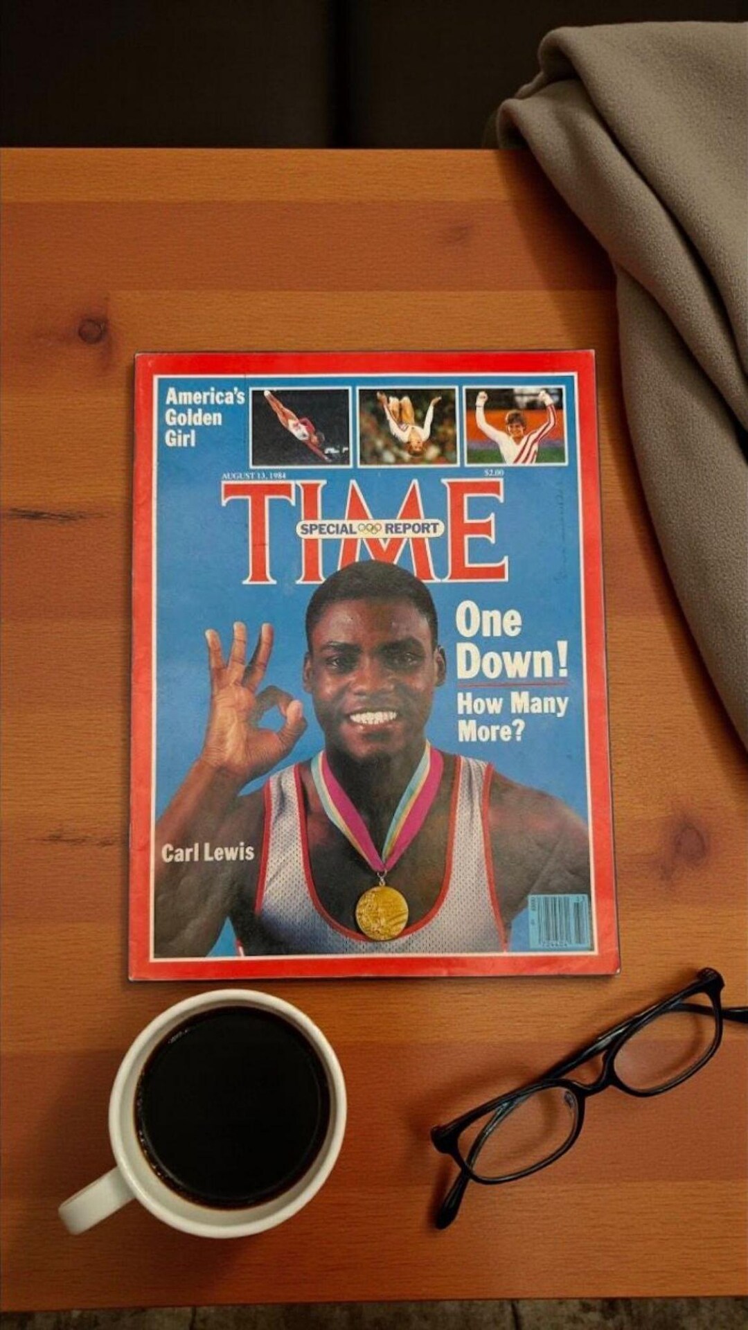 Vintage TIME Magazine Carl Lewis Olympic Cover 1984 – One Down How Many ...