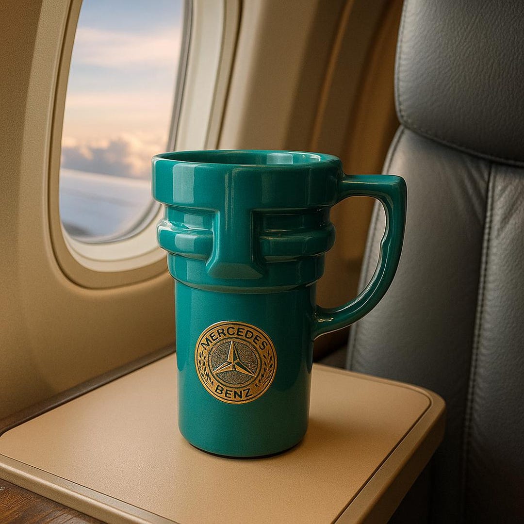 Vintage Mercedes-benz Sculpted Coffee Mug – Teal Green Ceramic Cup ...