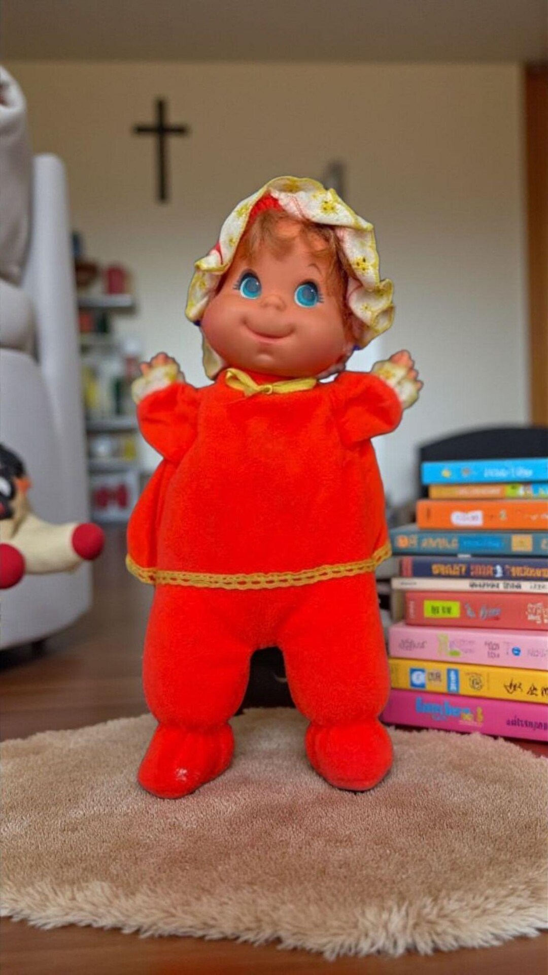 1973 Mattel Bean Puppet Doll – Red Fleece Outfit – Vintage 1970s Plush ...