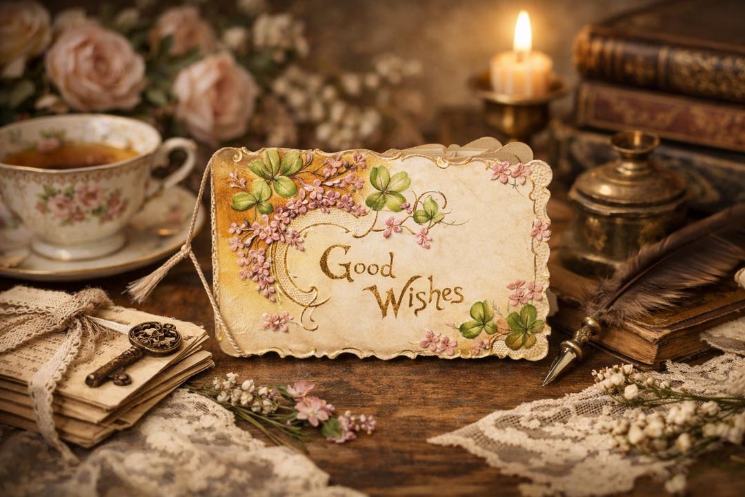 Antique Victorian “good Wishes” Folding Booklet – Raphael Tuck & Sons ...