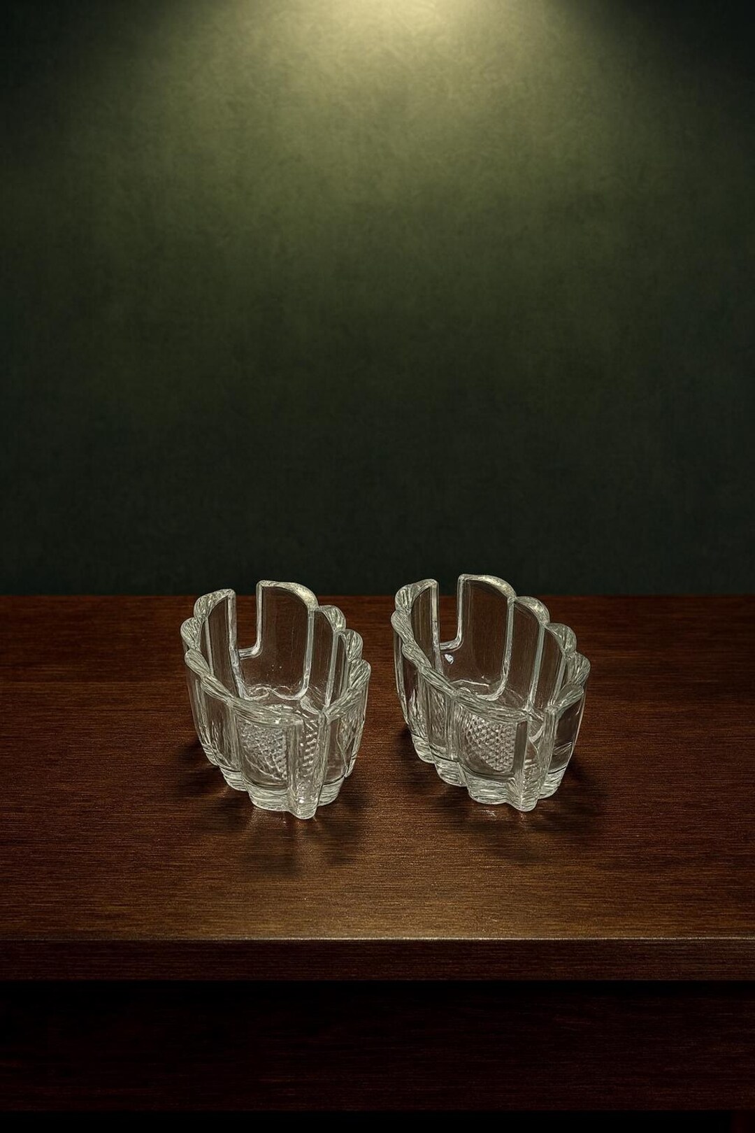 Vintage Scalloped Pressed Glass Silverware Holders - Set of 2 - Etsy