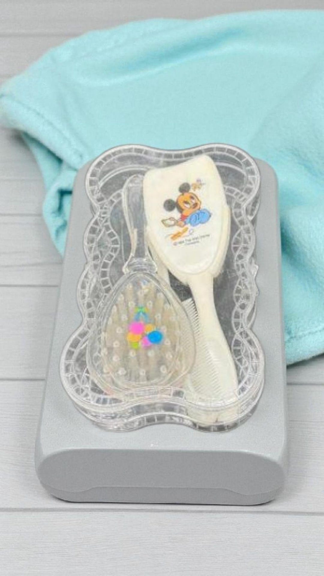 Vintage Disney Baby Grooming Set – Mickey Mouse Brush Comb & Rattle ...