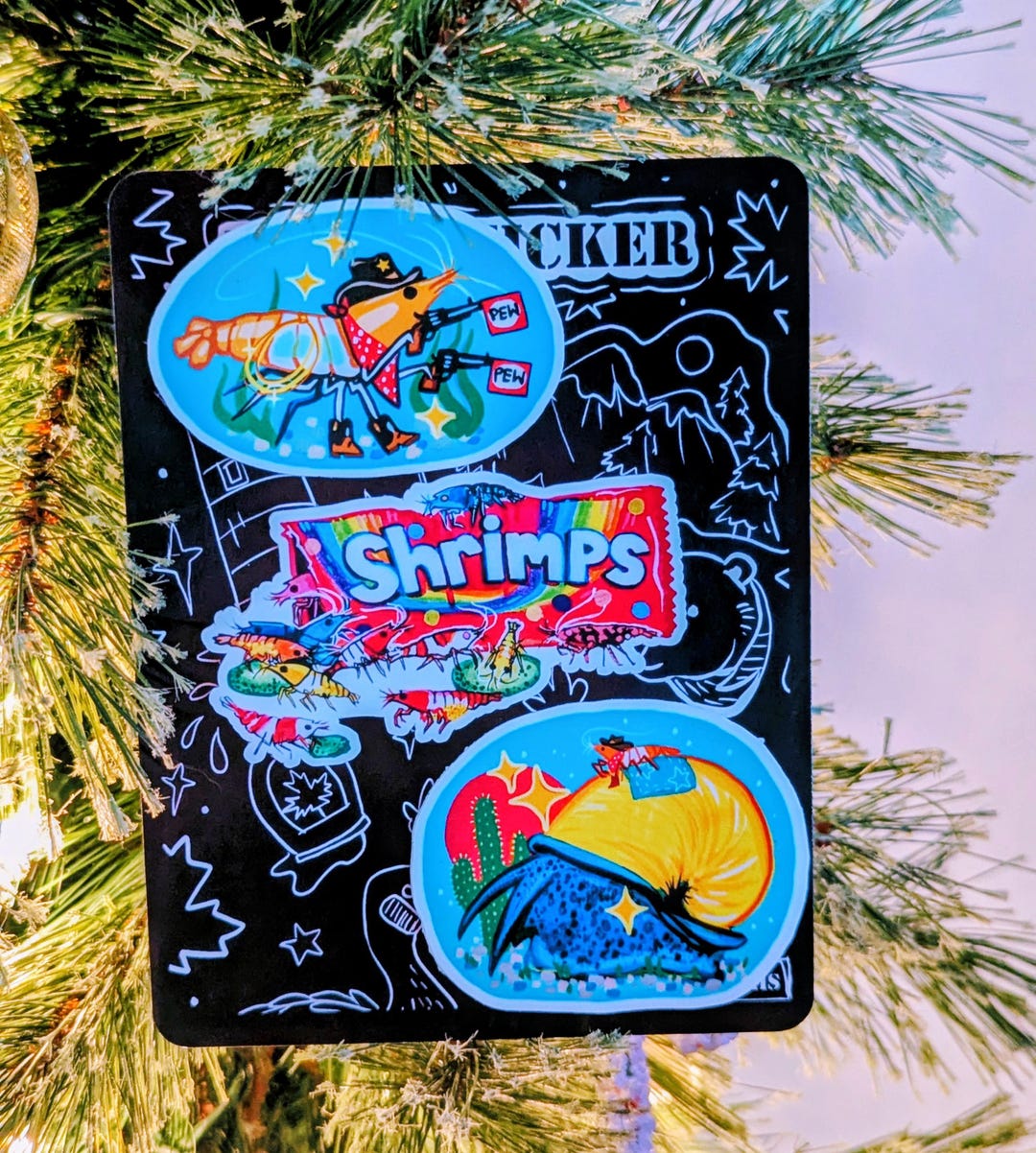 Stocking Stuffer Shrimp Sticker Set - Etsy