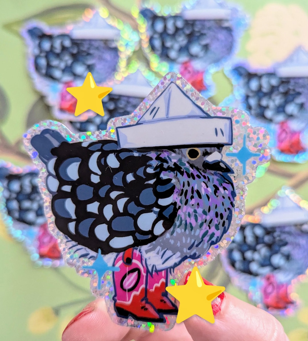 Cowboy Pigeon Glitter Sticker - Etsy