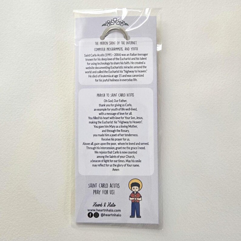 St. Carlo Acutis Keychain, Patron of the Internet, Computer Programmers ...