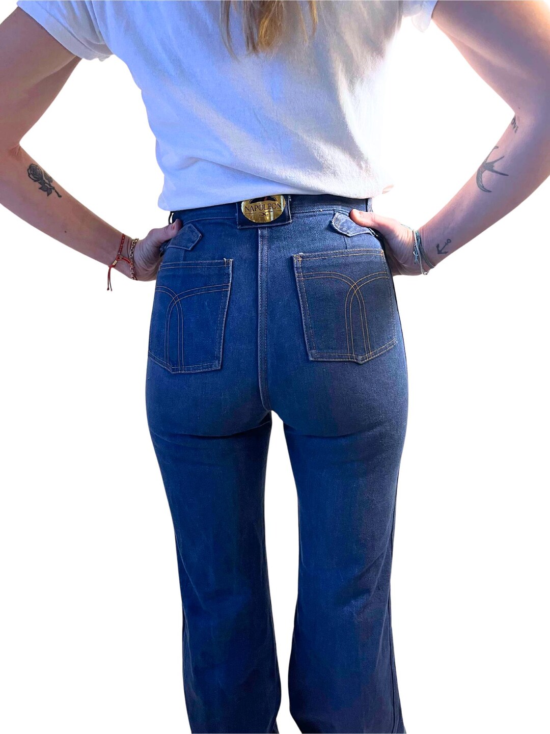 Vintage Jeans 70s Denim Flare High Waist Napoleon - Etsy
