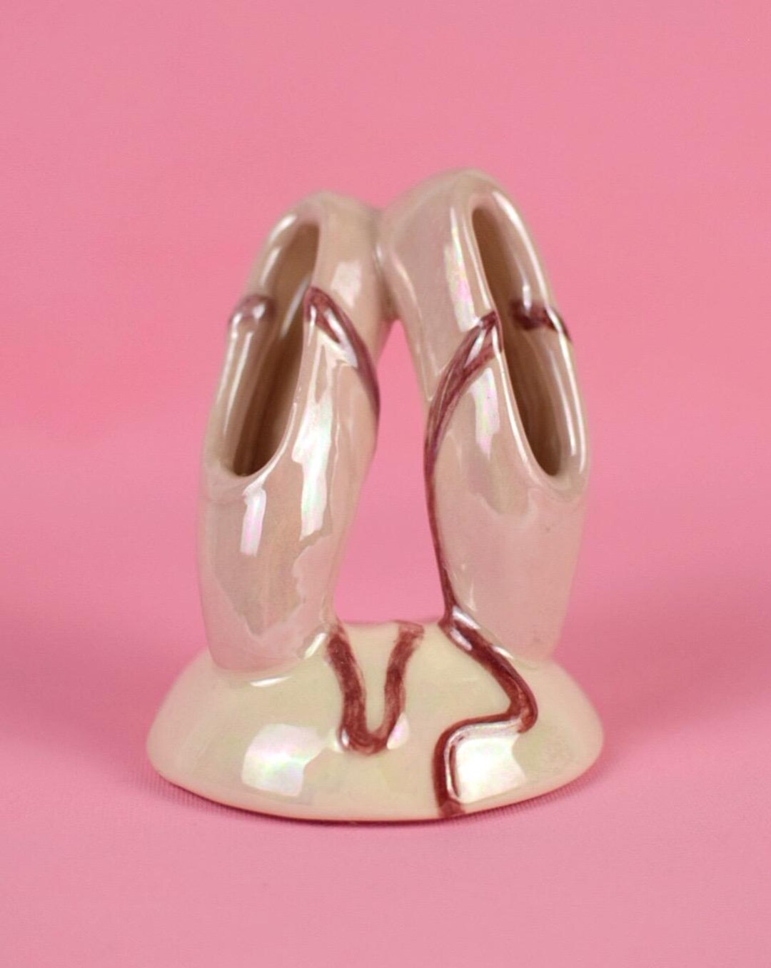 Vintage Ceramic Pink Ballet Shoes Sculpture | Iridescent Pearly Finish ...