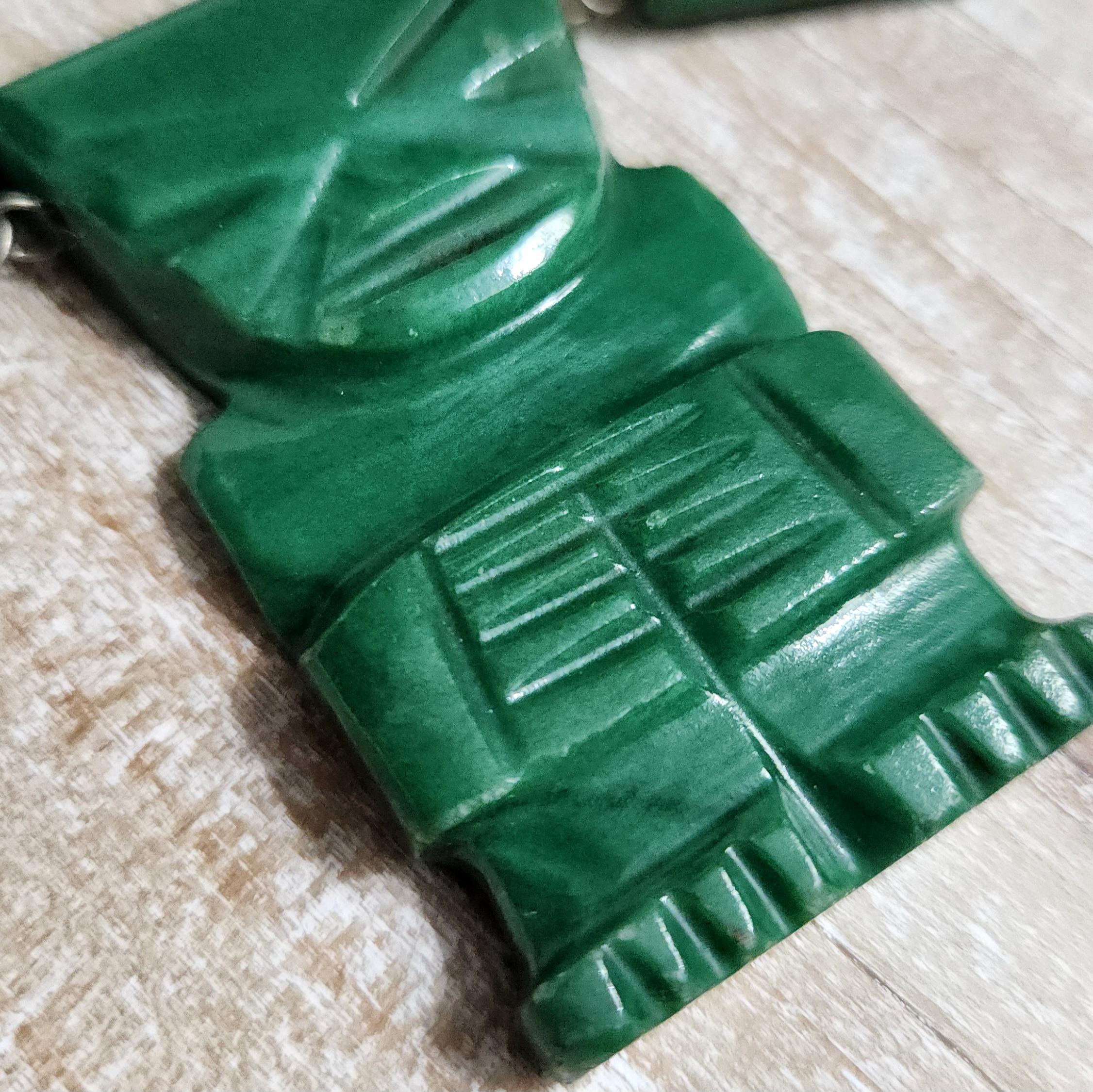 Vintage Green Tiki Pendant Necklace: Mid Century Tribal Bead Jewelry - Etsy