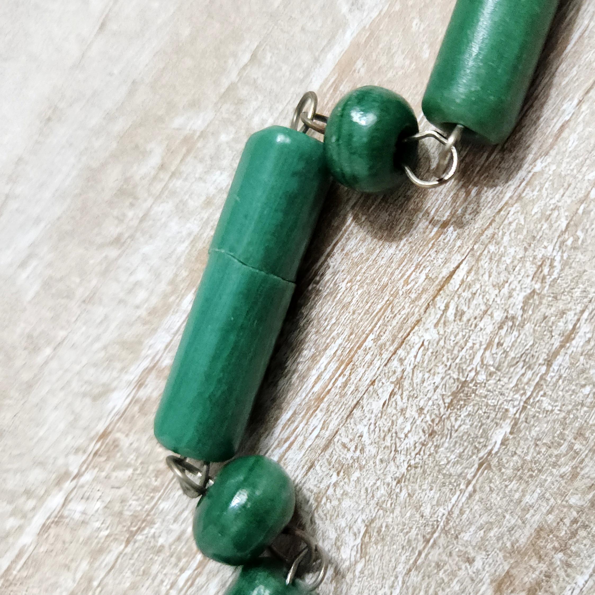 Vintage Green Tiki Pendant Necklace: Mid Century Tribal Bead Jewelry - Etsy