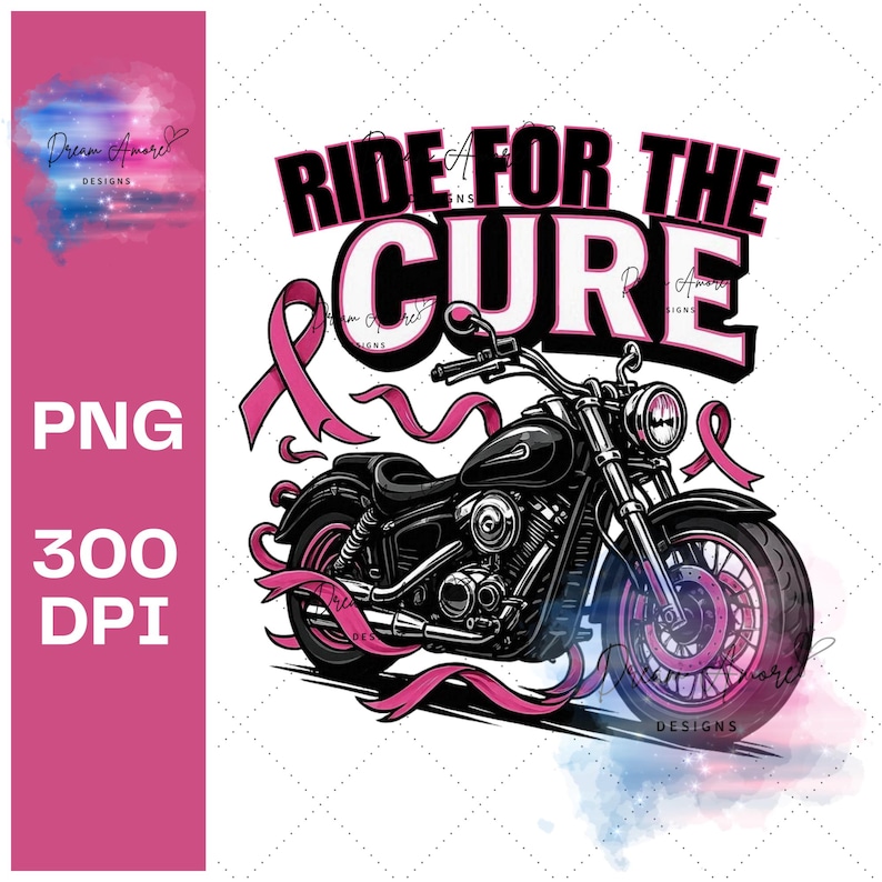 Breast Cancer Awareness Motorcycle PNG | Ride for the Cure (digital ...
