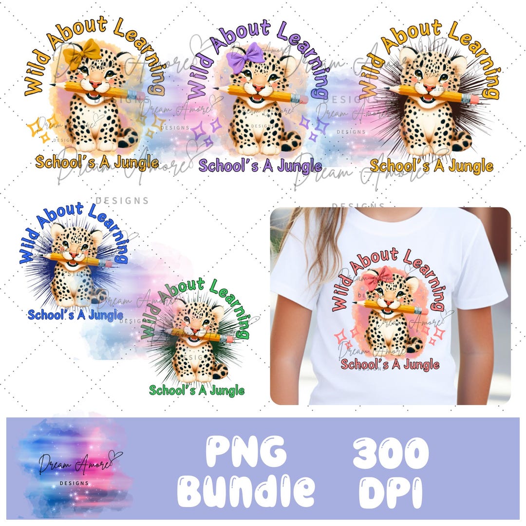 Leopard Print Back to School PNG Bundle: Animal Designs (digital ...