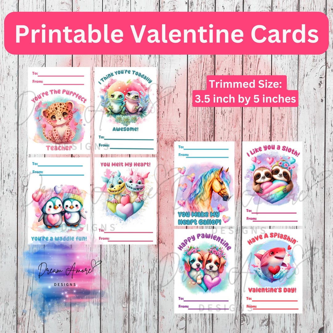 Animal Valentine's Day Cards for Kids | Printable Classroom Valentines ...