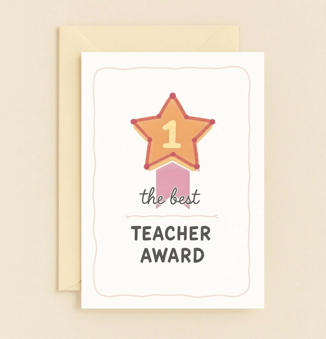 Number One Teacher Award Card - Etsy