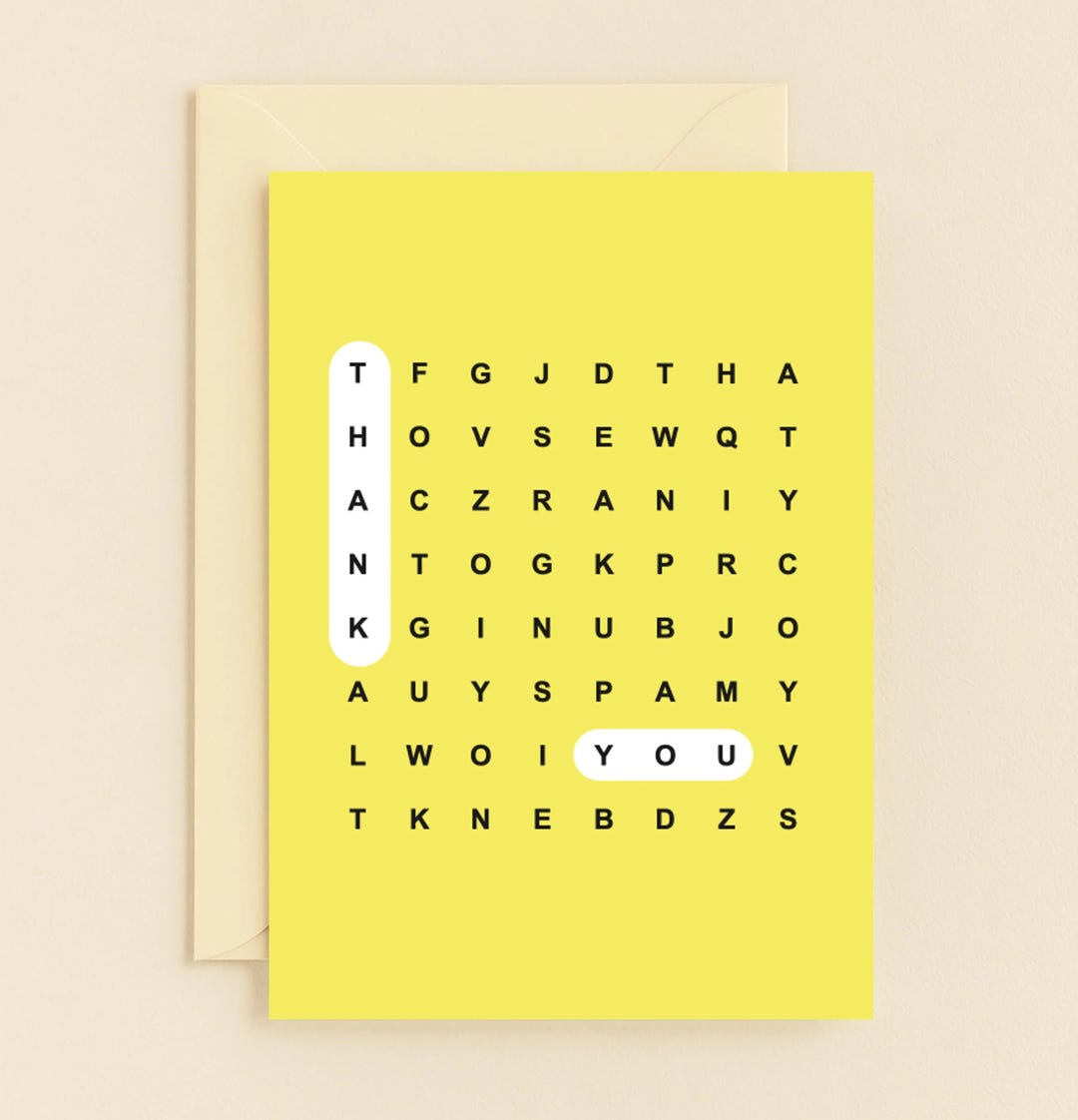 Thank You Greeting Card Word Search Modern Design - Etsy
