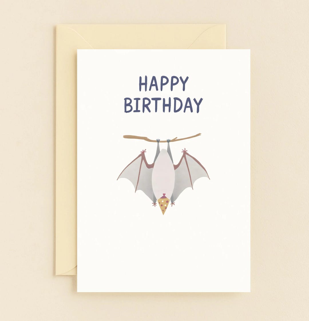 Bat With Party Hat Birthday Card - Etsy