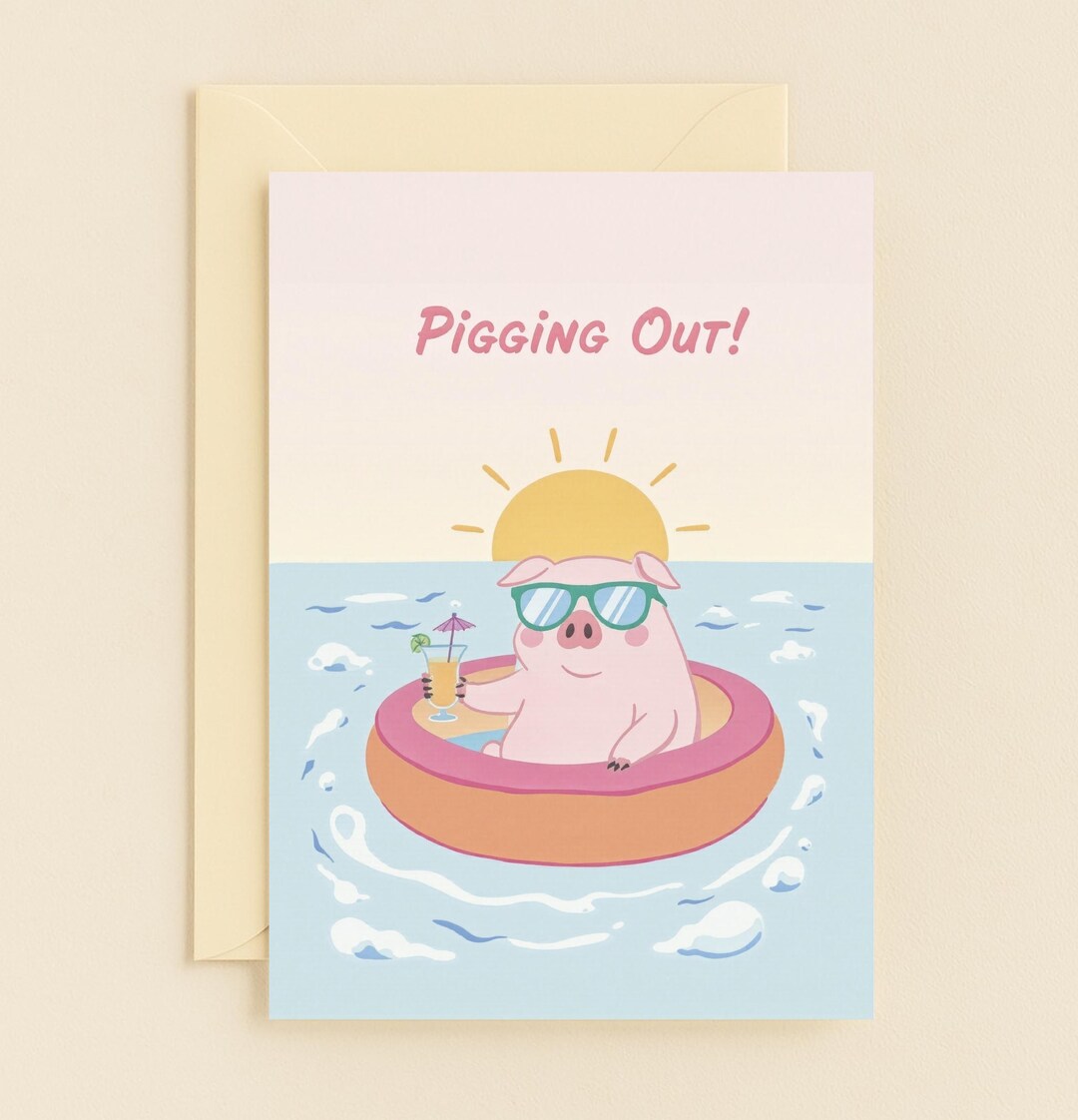 Pigging Out Summer Card - Etsy