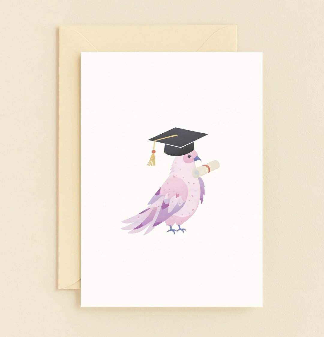 Graduation Pigeon With Diploma Card - Etsy