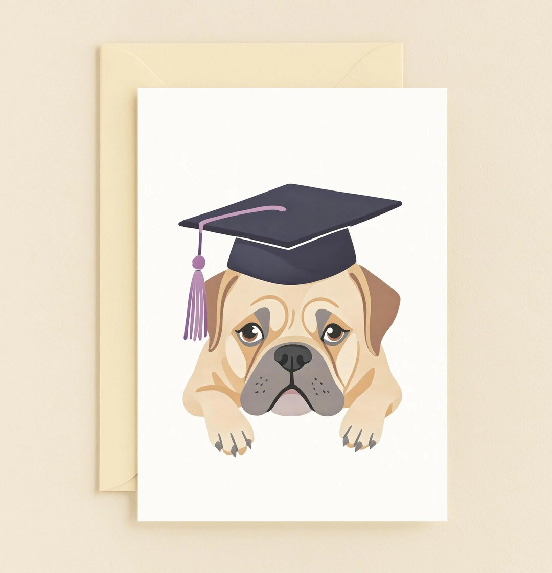 Graduation Bulldog Cap Card - Etsy