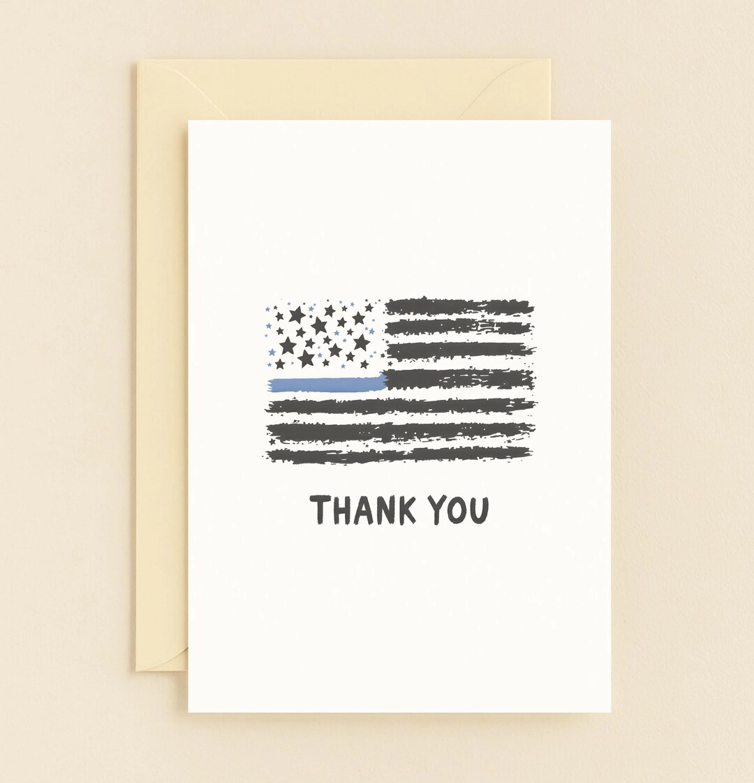 Thin Blue Line Thank You Card - Etsy
