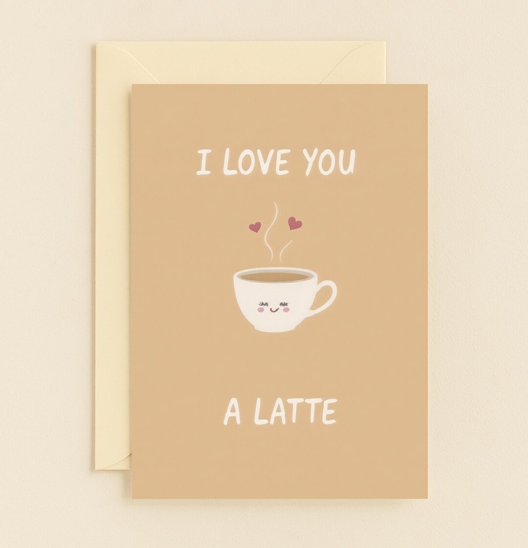 Adorable I Love You A Latte Coffee Card - Etsy