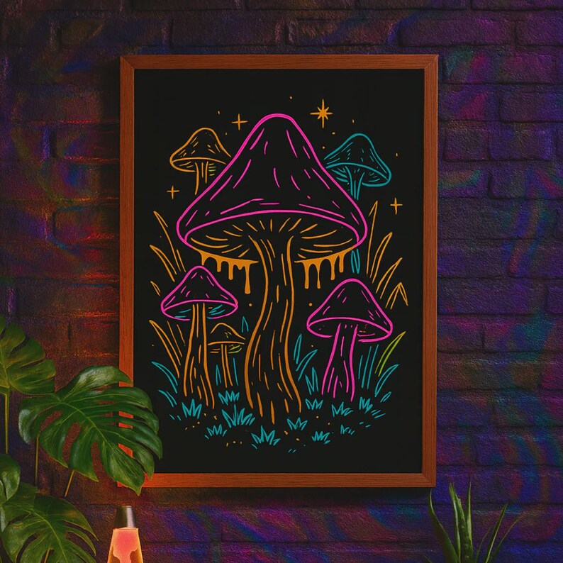 Psychedelic Art Prints, Psychedelic Wall Art, Magic Mushroom Print ...