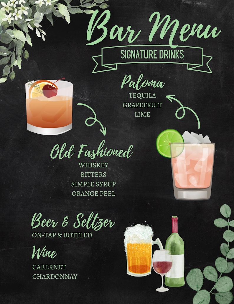 Event Bar Menu | Digital Download | Customizable Upon Request - Etsy