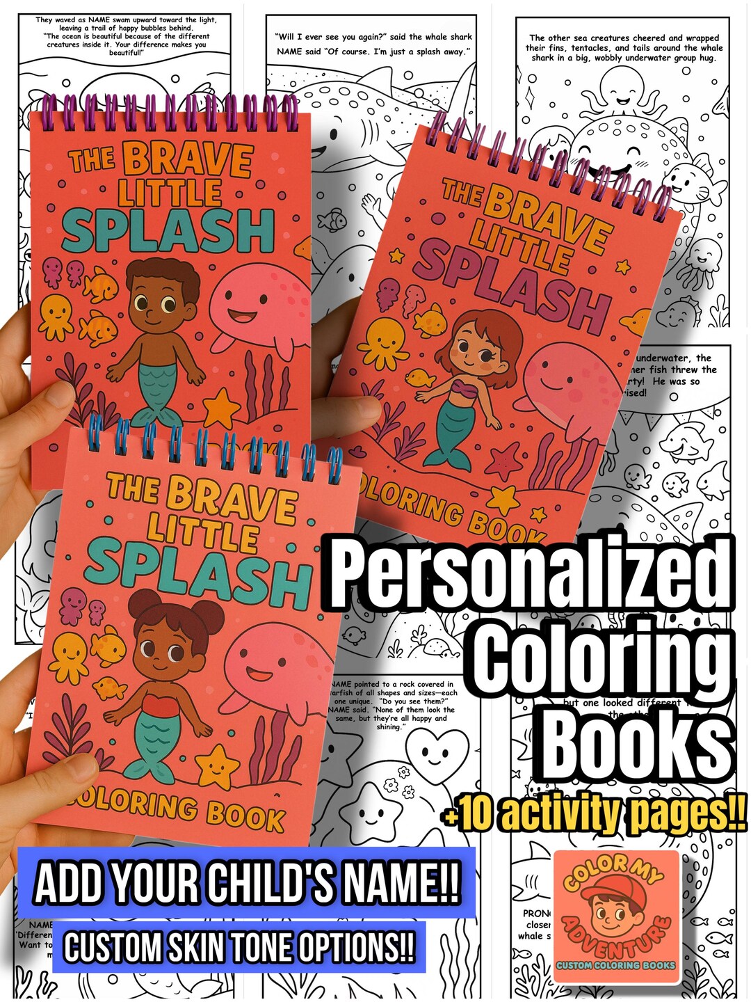 Personalized Mermaid Coloring Book – Custom Name & Inclusive Character ...