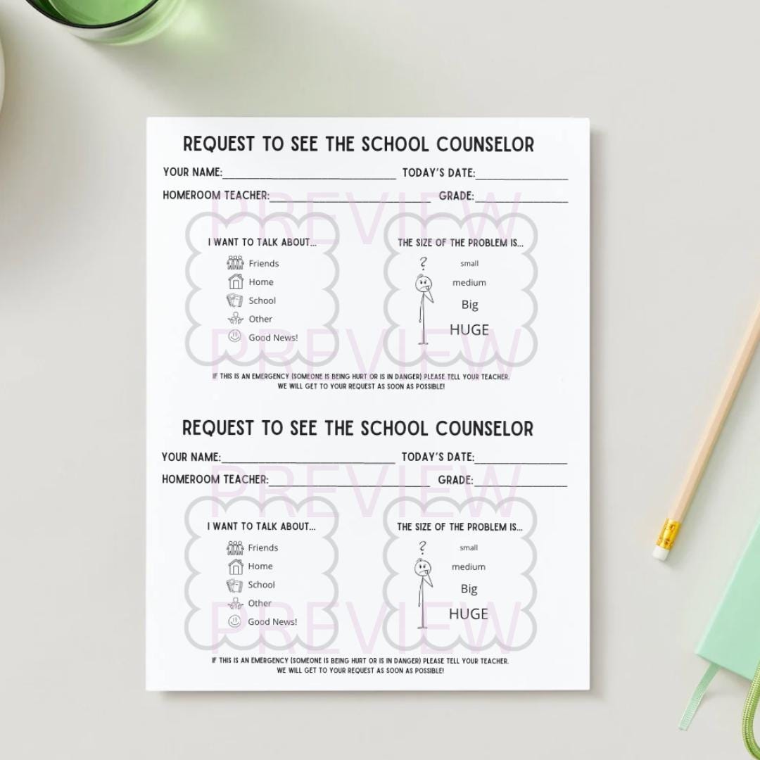 School Counselor Request Form: Printable PDF With "we" & "i" Versions ...