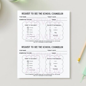 School Counselor Request Form: Printable PDF With "we" & "i" Versions ...
