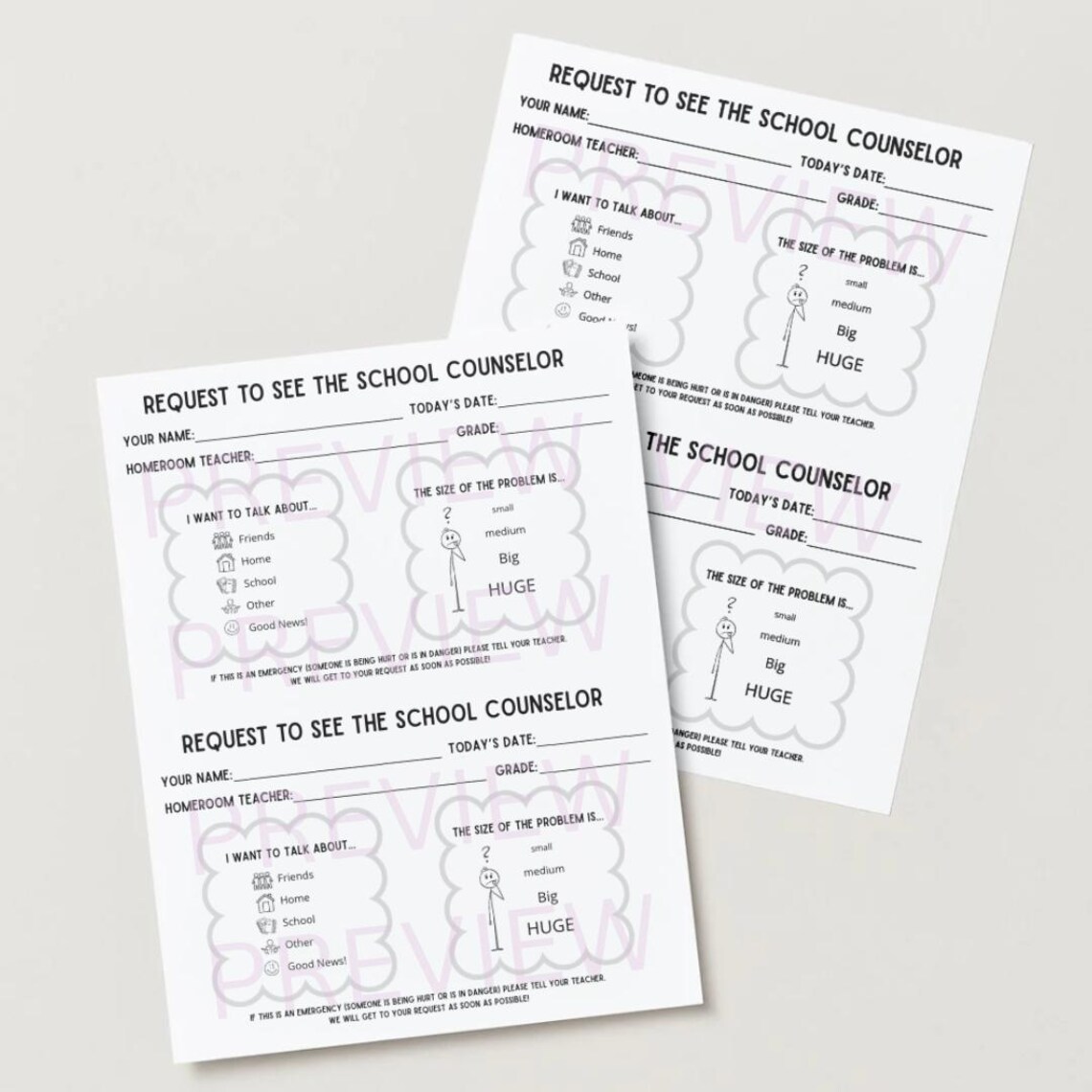 School Counselor Request Form: Printable PDF With "we" & "i" Versions ...