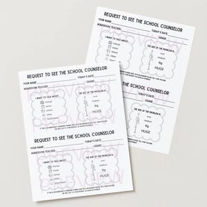 School Counselor Request Form: Printable PDF With "we" & "i" Versions ...