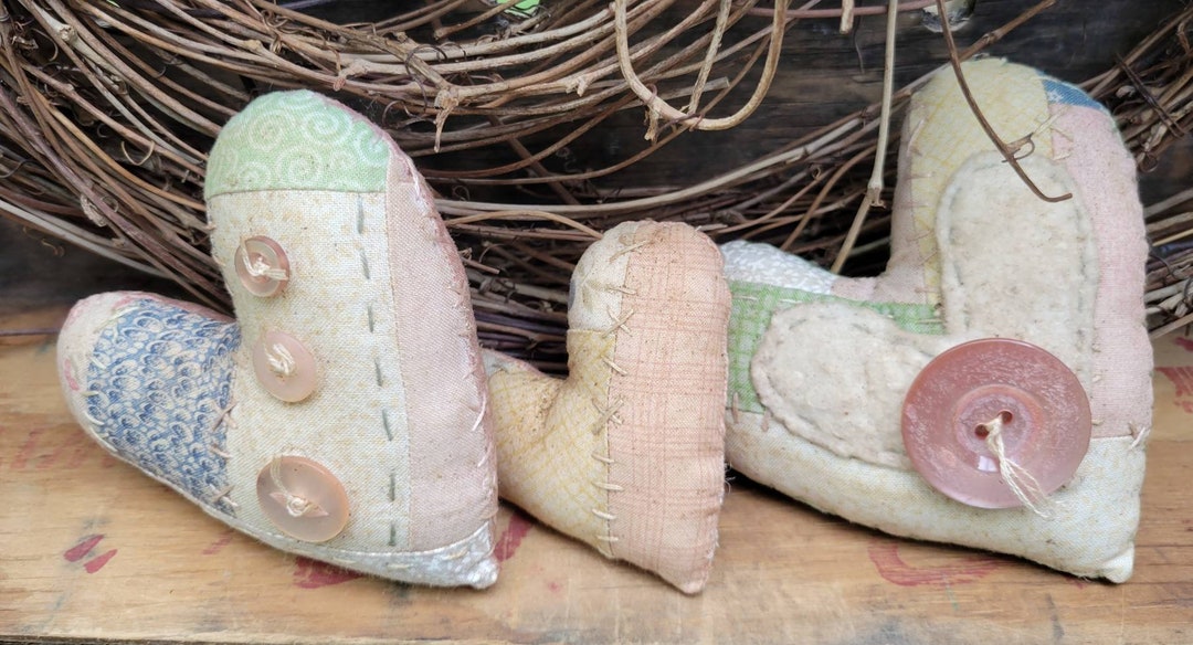 Prim Patchwork Heart Quilted Farmhouse Bowl Fillers - Etsy