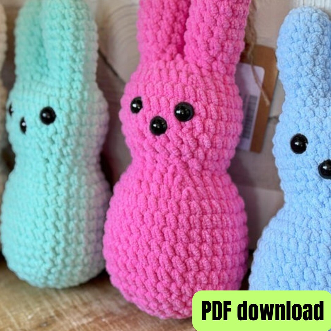 Easter Peep Bunny Crochet Pattern, No Sew Easter Amigurumi Crochet PDF ...