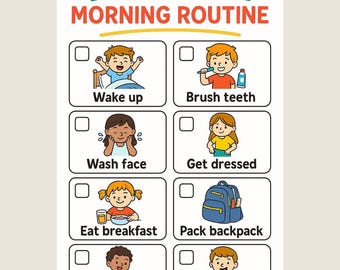 Back to School Morning Routine Chart for Kids | Printable Daily ...
