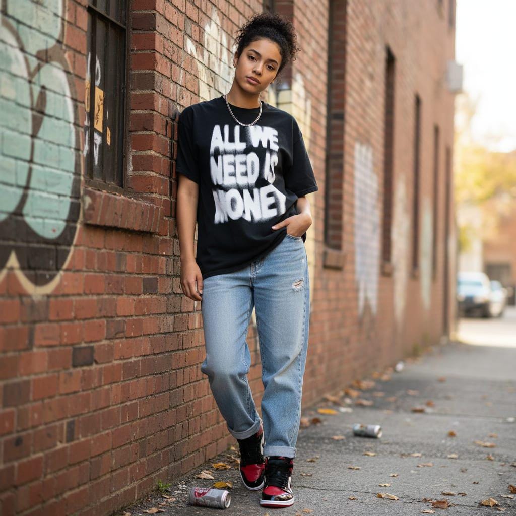 All We Need is Money Tee Boxy Shirt, Motivation, Quote T-shirt, Gym ...