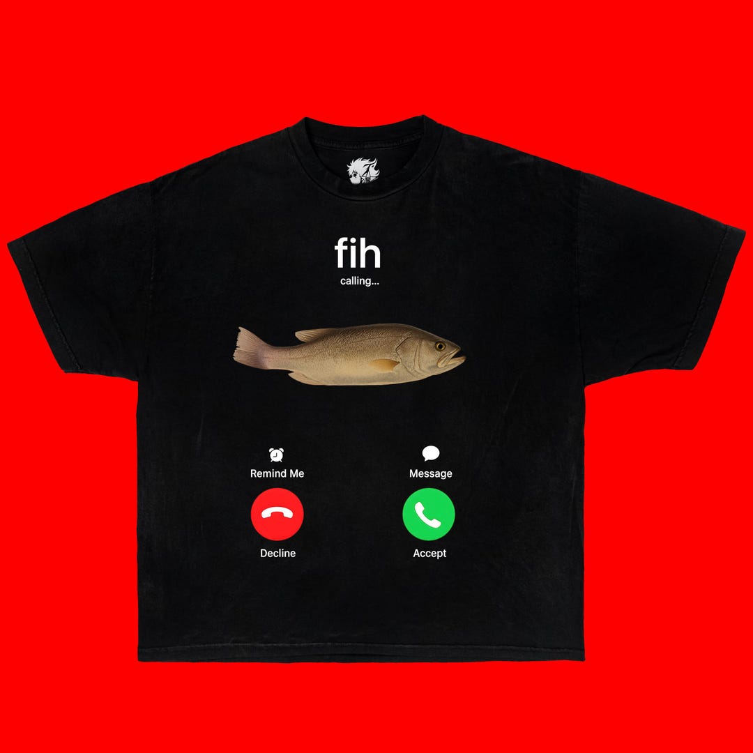 Fish Calling Shirt • Funny Meme Graphic Tee • Oversized Boxy Cotton T ...