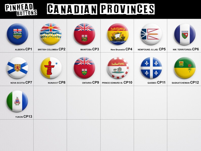 Canadian Provinces Flag Button Pins – 1 Inch (25mm) Badges – Alberta ...