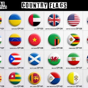 Country Flags 1 Inch (25mm) Pin Back Buttons - Etsy
