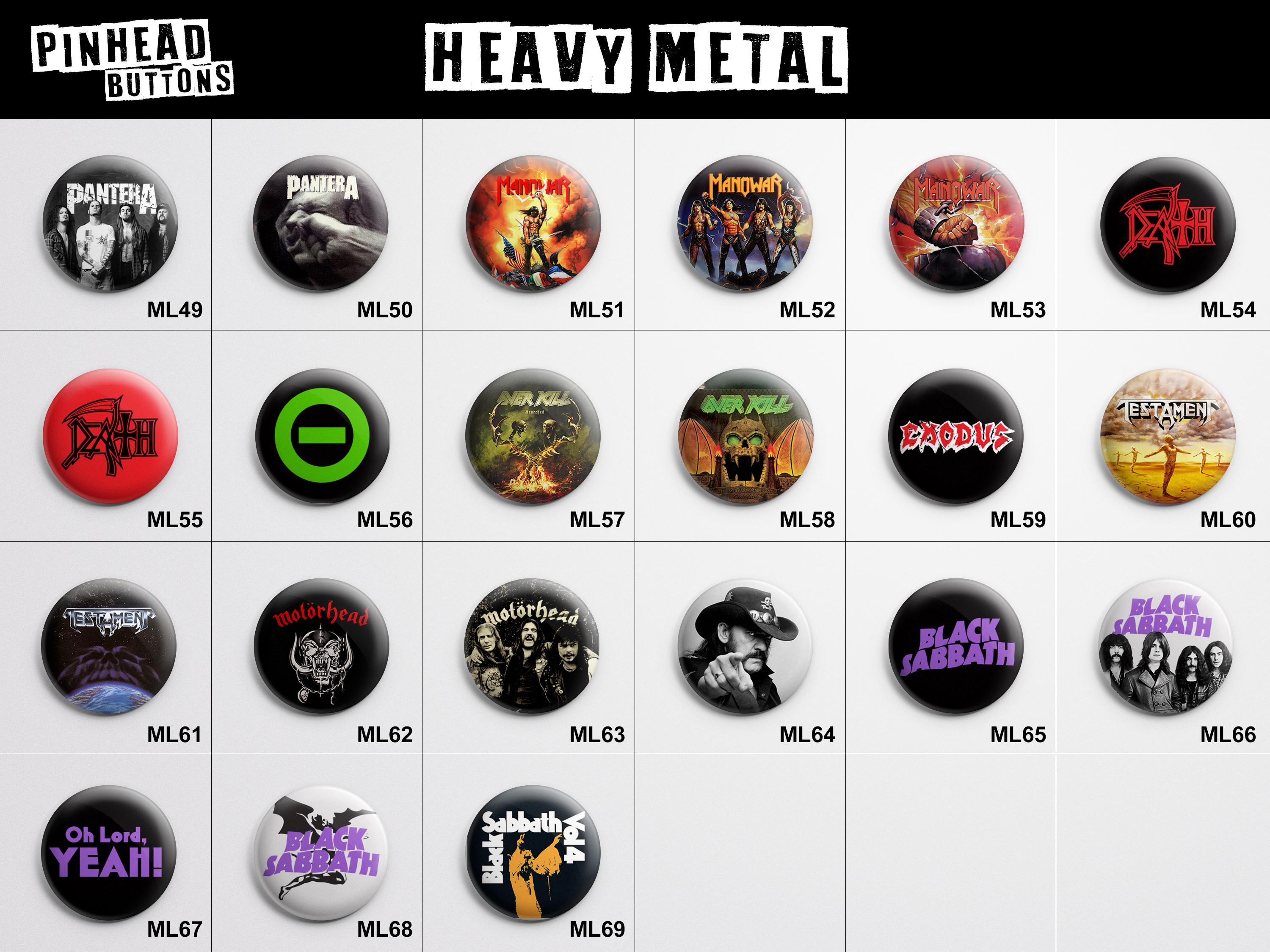 Heavy Metal Band 1 Inch (25mm) Pinback Buttons: Metalhead Battle Vest ...