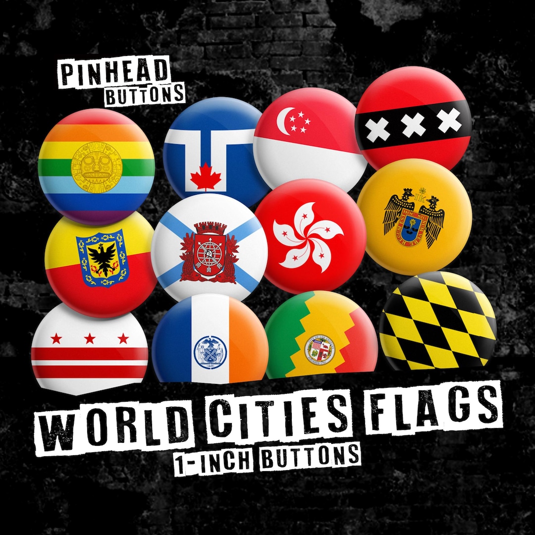 World Cities Flags 1 Inch (25mm) Pin Back Buttons - Etsy