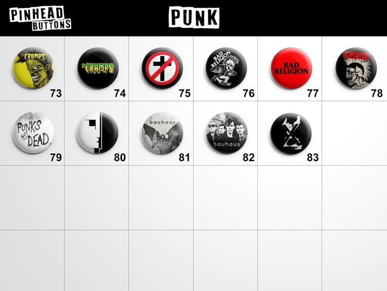 Punk Rock 1 Inch (25mm) Pin Back Buttons - Etsy