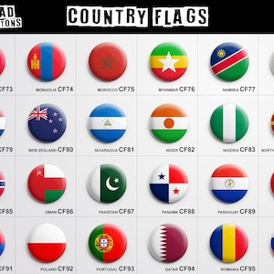 Country Flags 1 Inch (25mm) Pin Back Buttons - Etsy