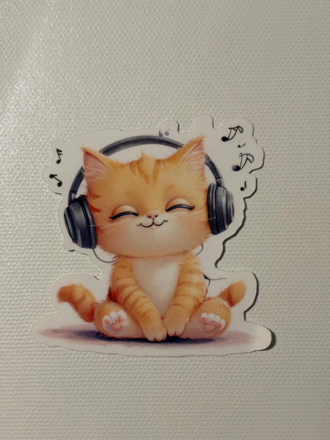 Cat Listening to Music With Headphones Waterproof Sticker Waterproof ...