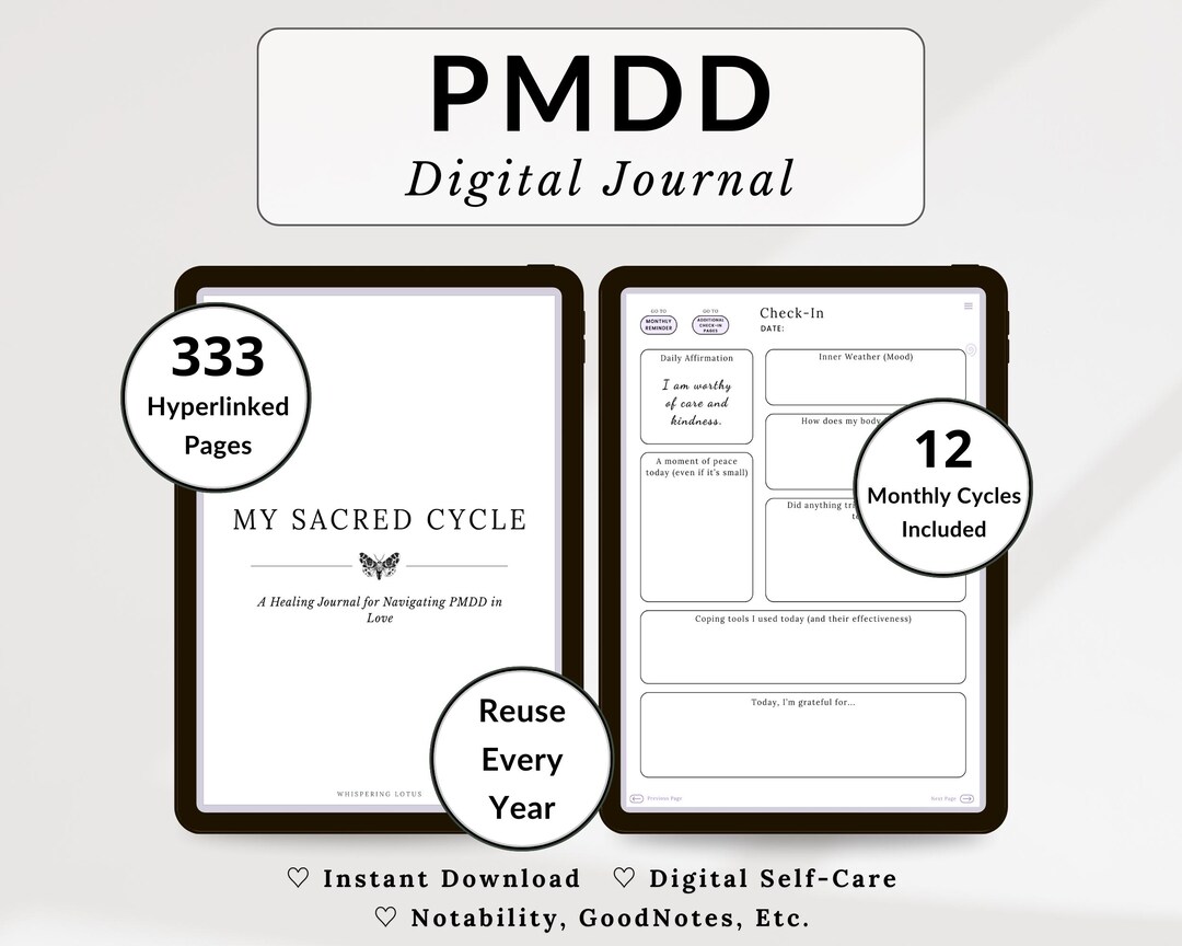 PMDD Digital Wellness Journal: Self-care Planner for Goodnotes ...