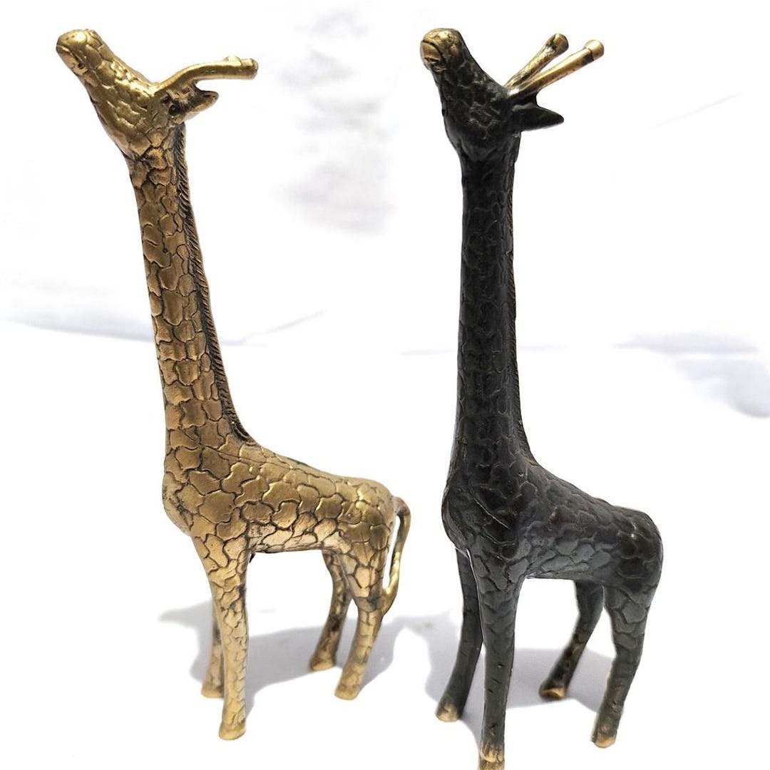 Vintage Solid Brass Giraffe Statue - Gold Brass Giraffe Detailed ...