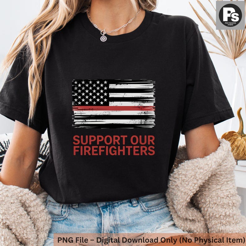 Thin Red Line Firefighter Flag PNG, American Patriotic Design (digital ...