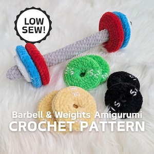 Barbell & Weights Crochet Amigurumi Pattern Set Weightlifting Low Sew ...