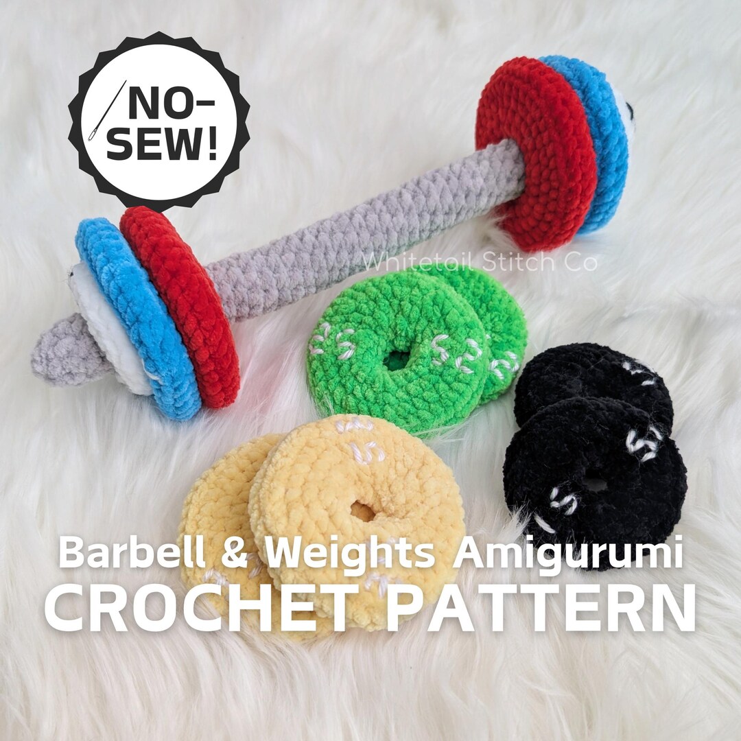Barbell & Weights Crochet Amigurumi Pattern Set Weightlifting No Sew - Etsy