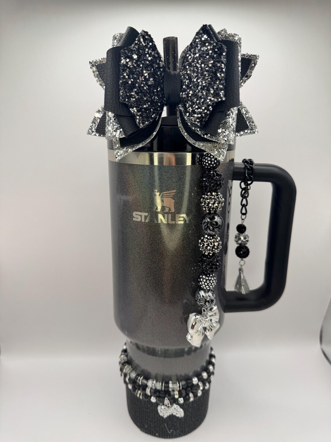 Midnight Glitz Stanley Glitzy Bow Straw Dangle - Etsy